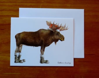 Moose christmas card | Etsy