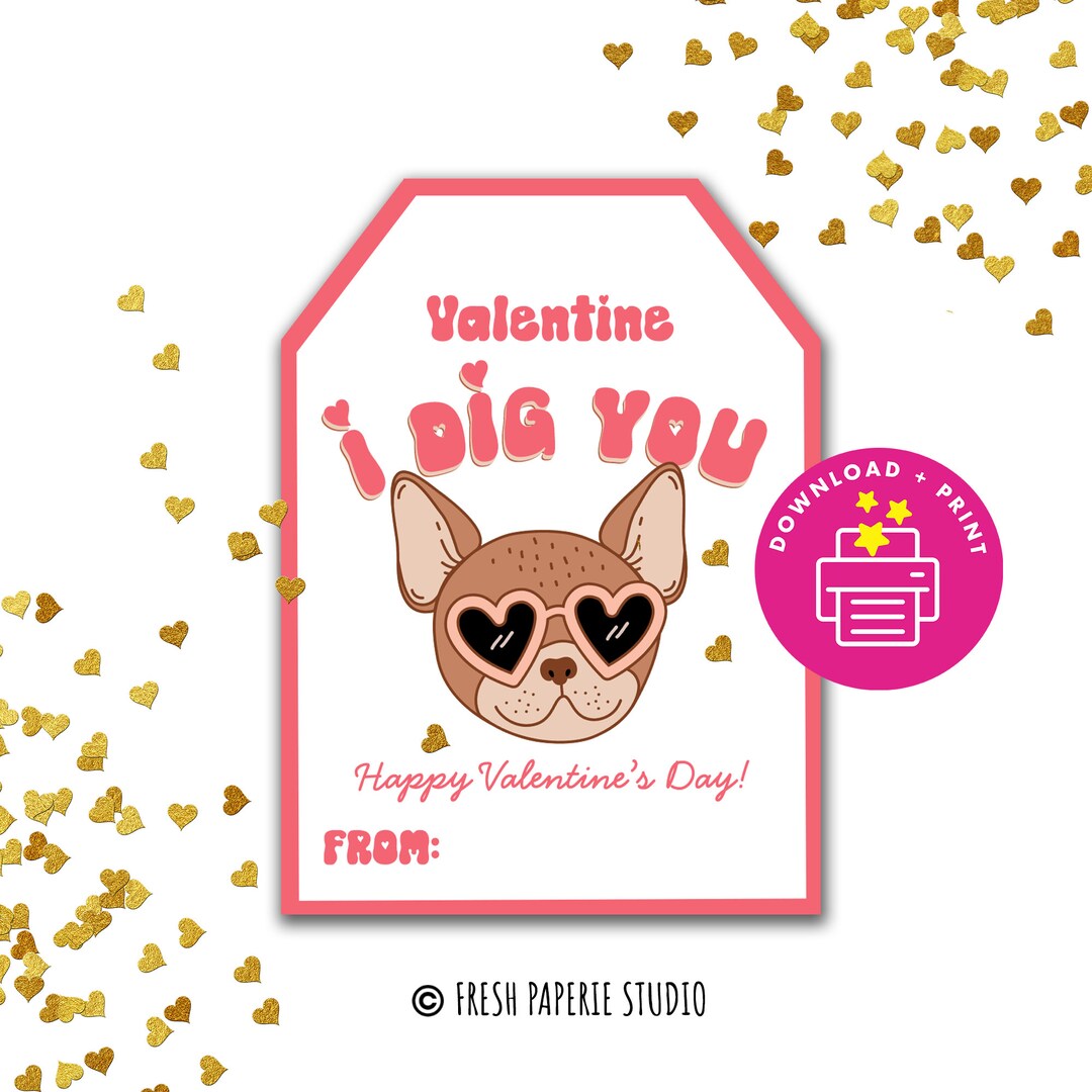 Printable Dog Valentine's Day Cards, Kids School Classroom Exchange ...