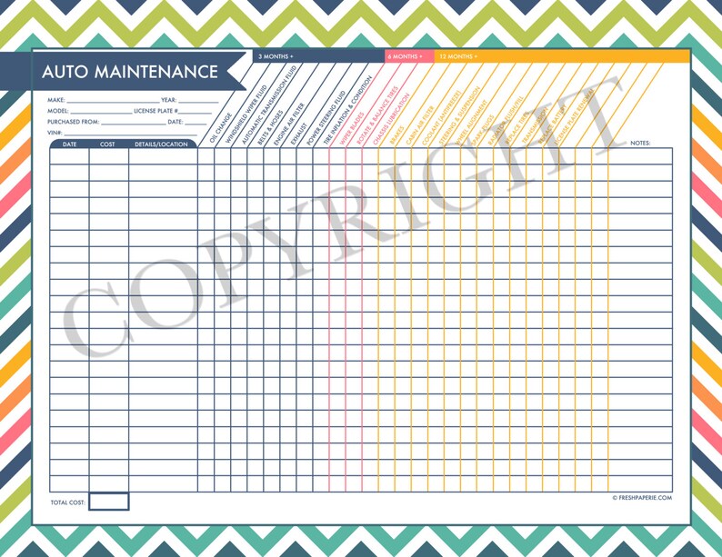 Auto Maintenance Log - Vehicle Maintenance Log - Car Maintenance Log ...