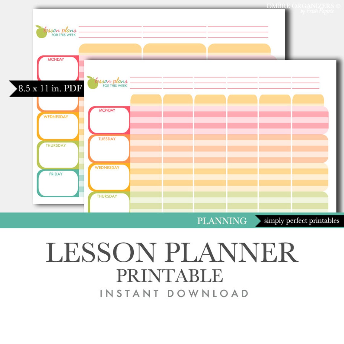 Lesson Planner Printable - Teacher Planner - Planning Binder ...
