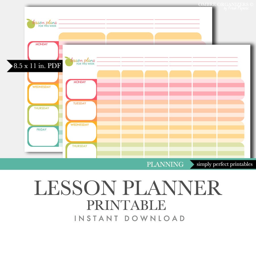 Lesson Planner Printable - Teacher Planner - Planning Binder ...