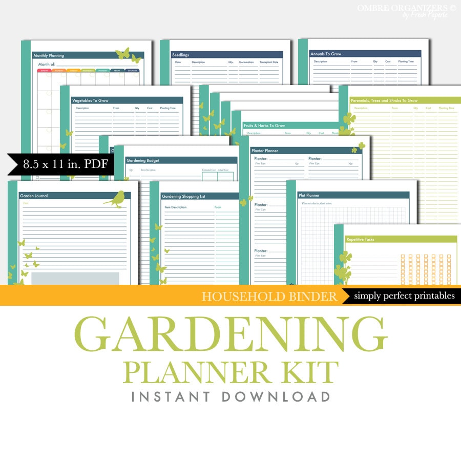 Gardening Planner Set Garden Journal Printable Kit PDF | Etsy