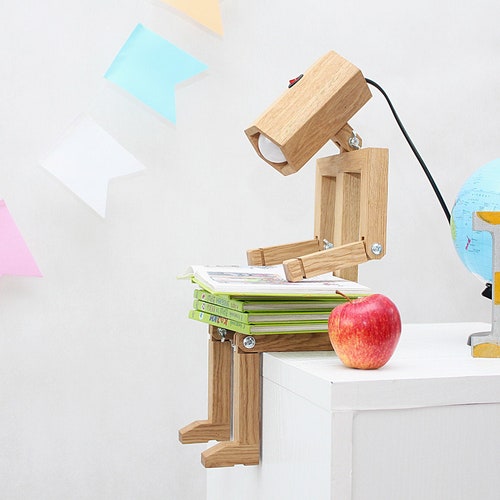 Wooden Robot Lamp With Adjustable Positions. Click for - Etsy