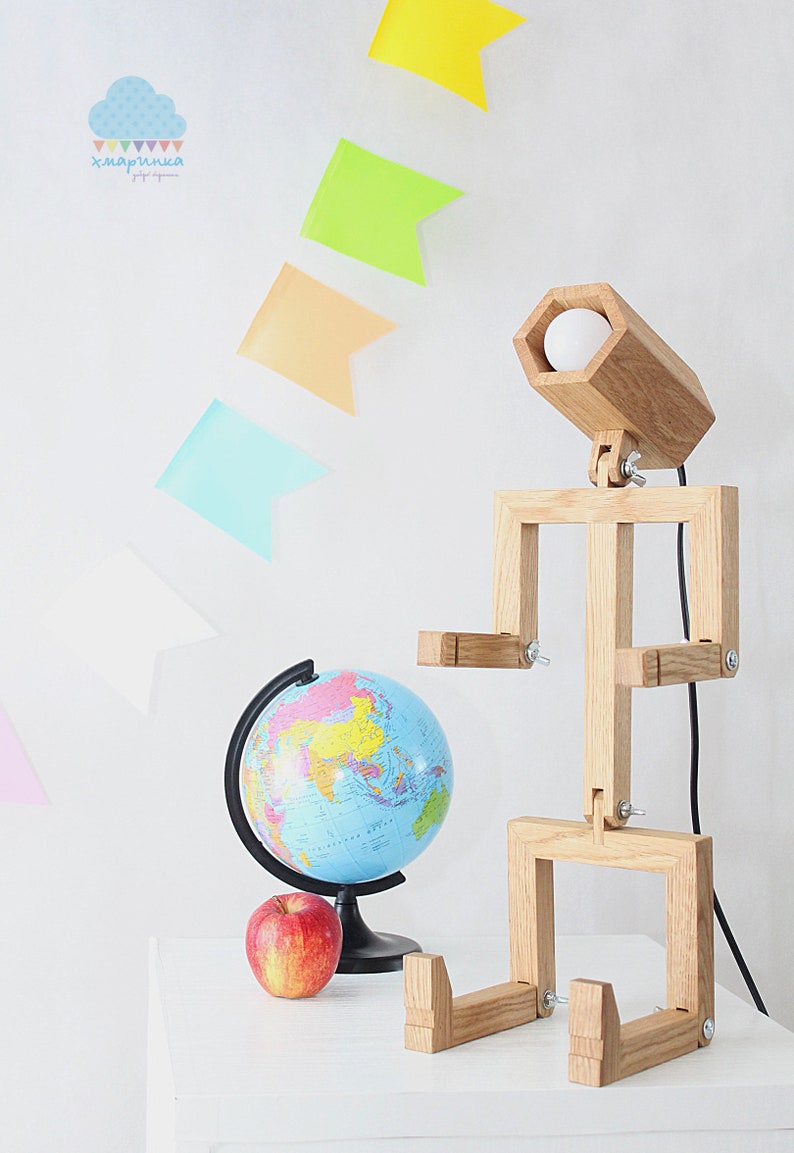 Wooden Robot Lamp With Adjustable Positions. Click for - Etsy