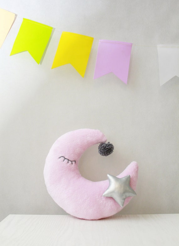 Moon Plushie With Star Girl Nursery Pillow - Etsy