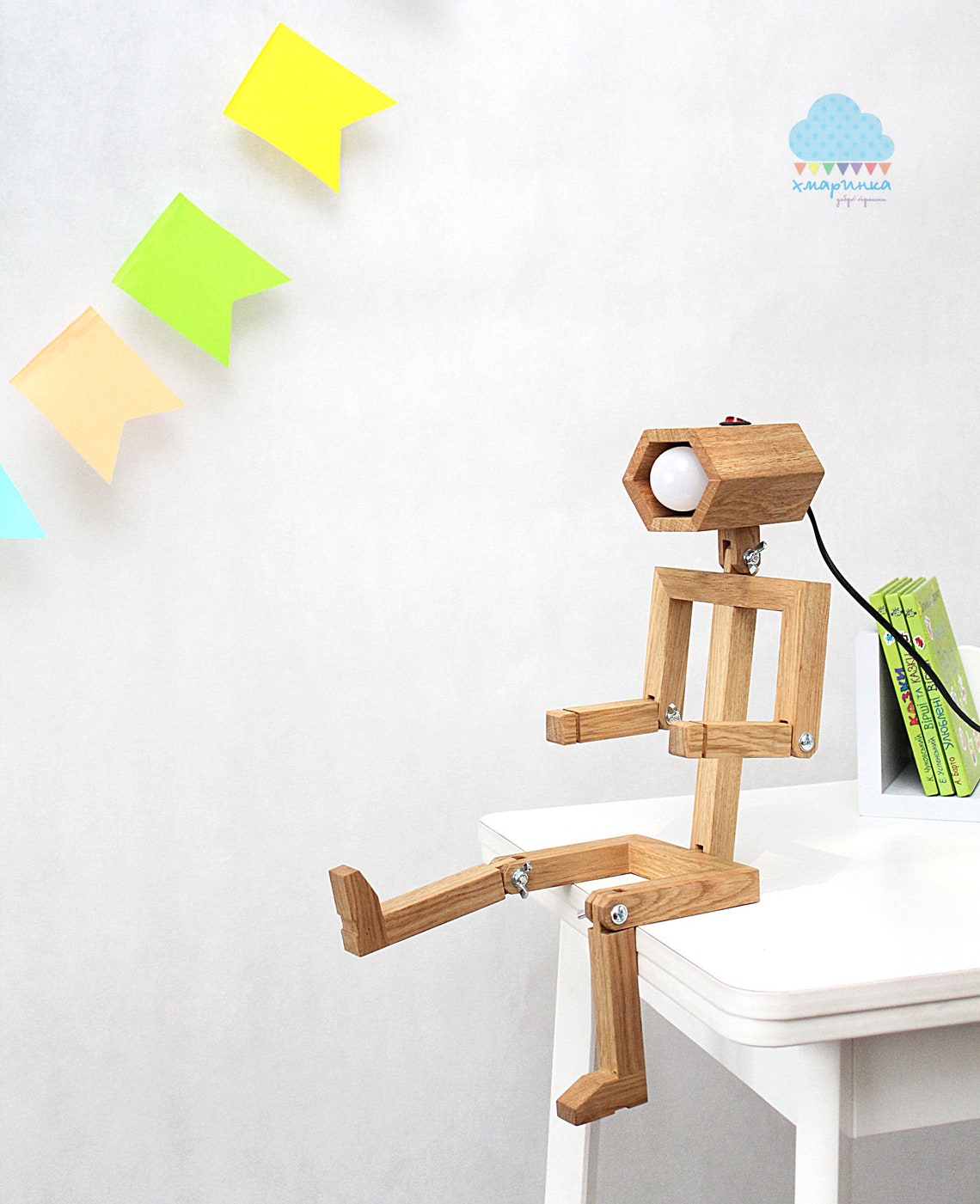 Wooden Robot Lamp With Adjustable Positions. Click for - Etsy