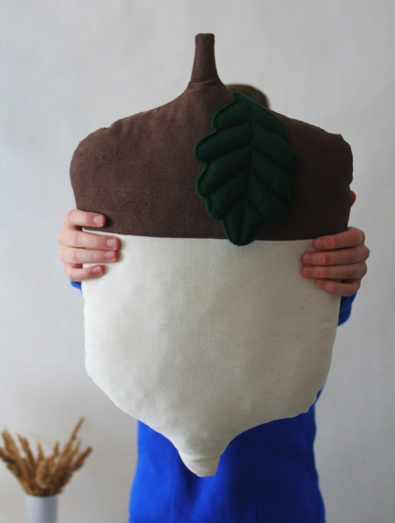Acorn Pillow - Big Acorn With Leaf - Linen Toy - Autumn Forest Decor - Etsy