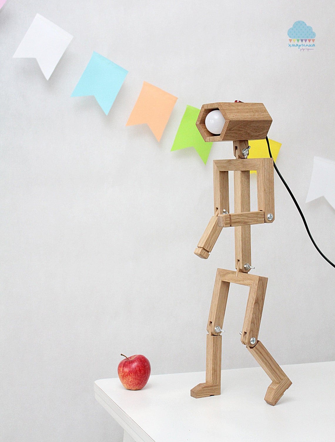 Wooden Robot Lamp With Adjustable Positions. Click for - Etsy