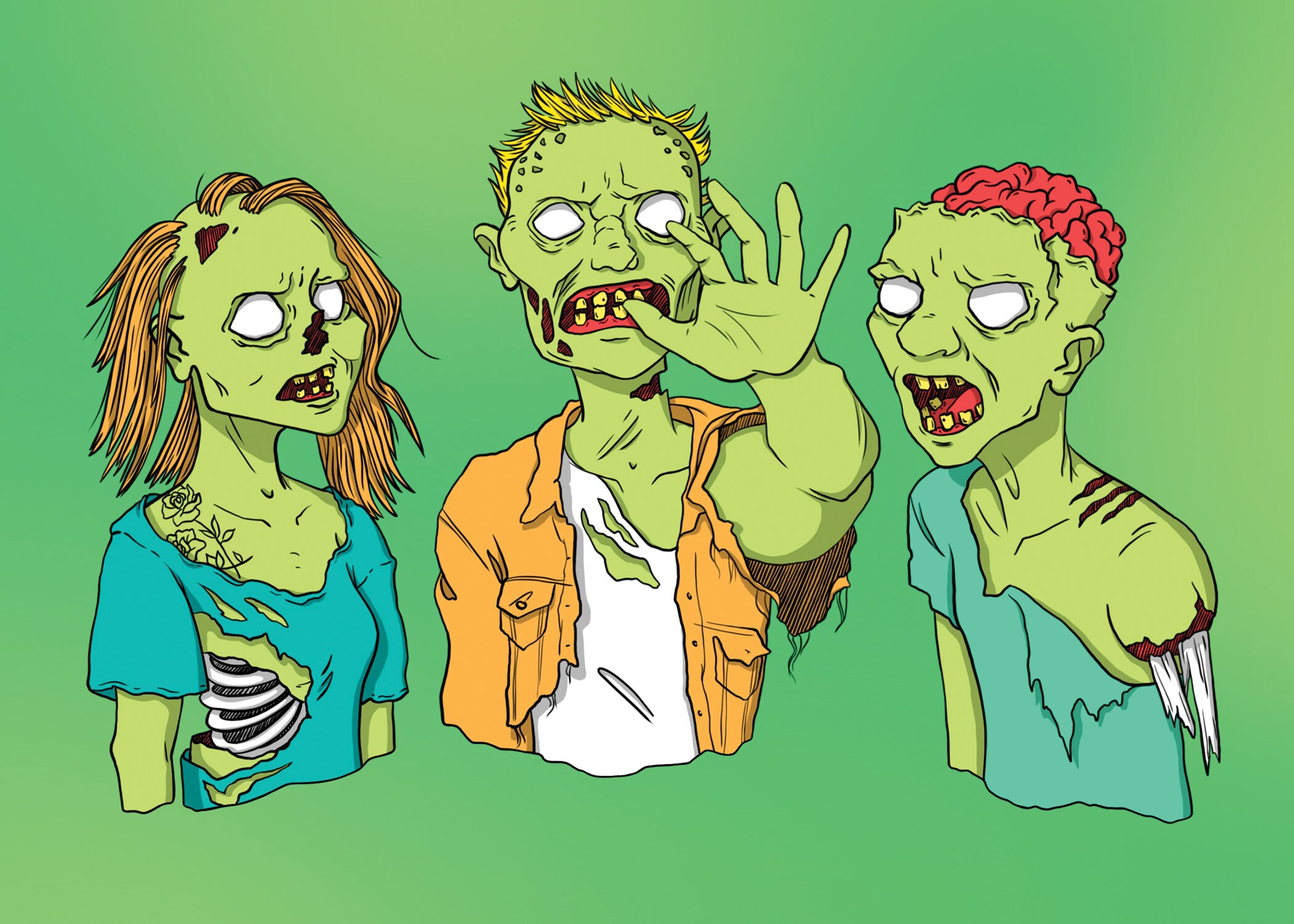 Zombie Mini Print Zombies Art Funny Wall Decor Spooky - Etsy UK