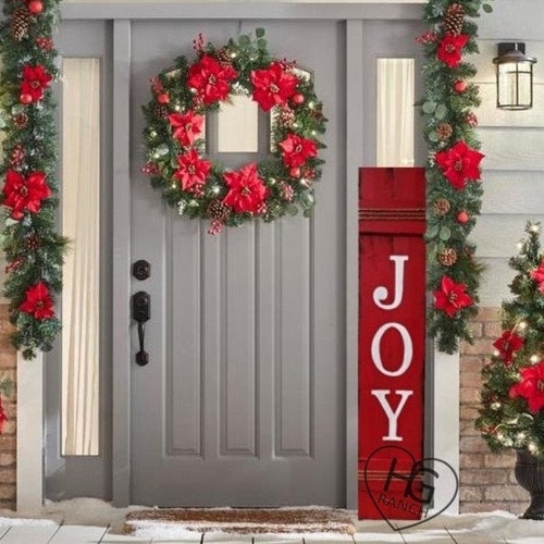 JOY Porch Sign Christmas Porch Decor Buffalo Plaid | Etsy