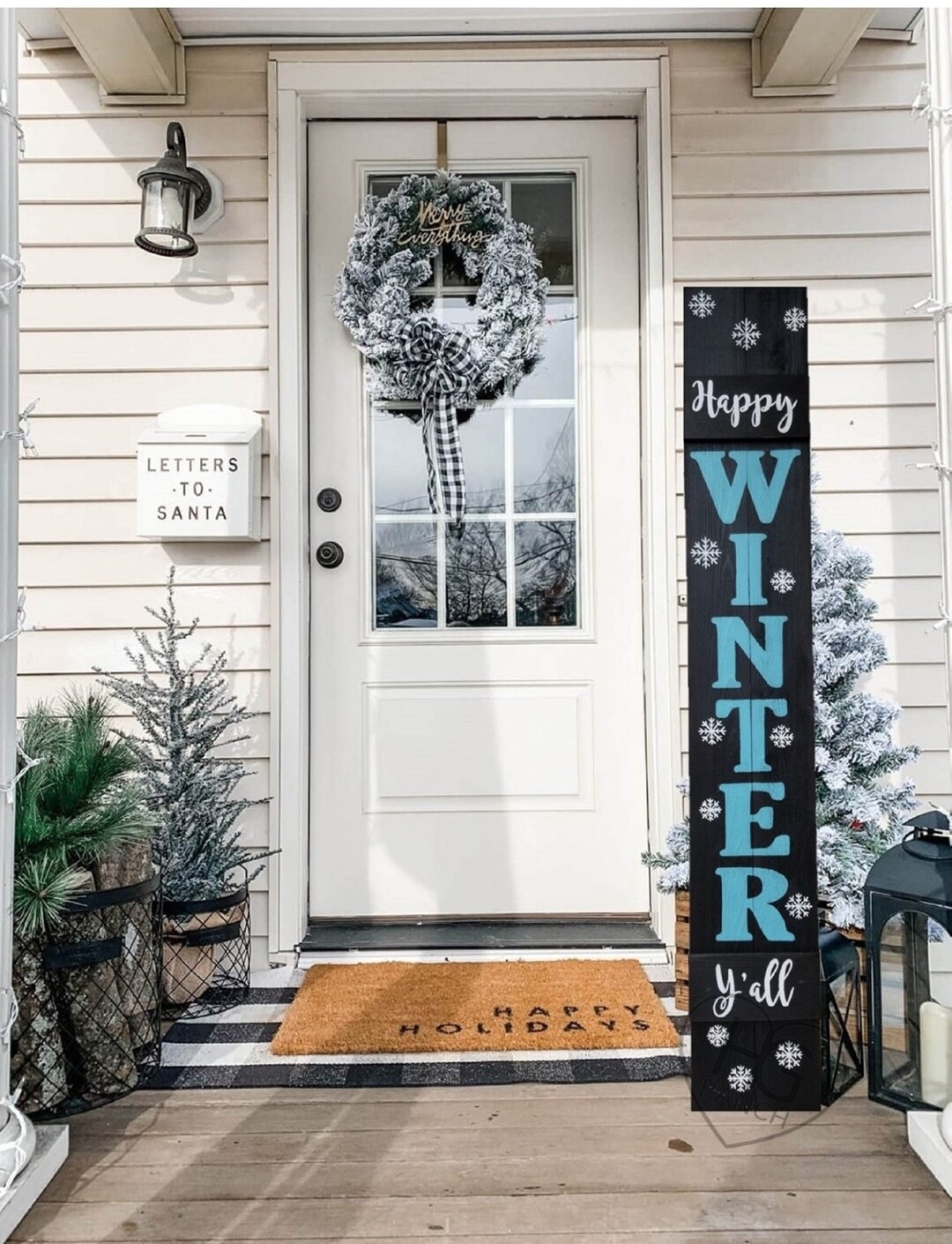 Happy Winter Porch Sign Snowflakes Welcome Winter Farmhouse Decor 6FT ...