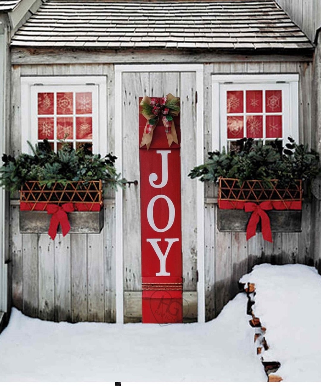 JOY Porch Sign Christmas Jingle Bells Bow 5FT - Etsy
