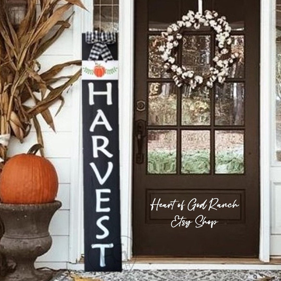 Fall HARVEST Porch Sign Premium Cedar | Autumn Decor | Hand Painted ...
