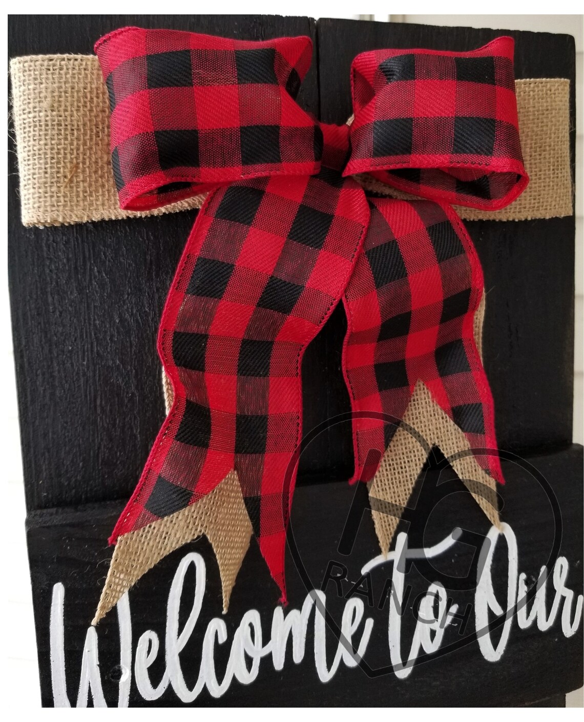 Welcome HOME Porch Sign Buffalo Plaid Wreath Buffalo Plaid | Etsy
