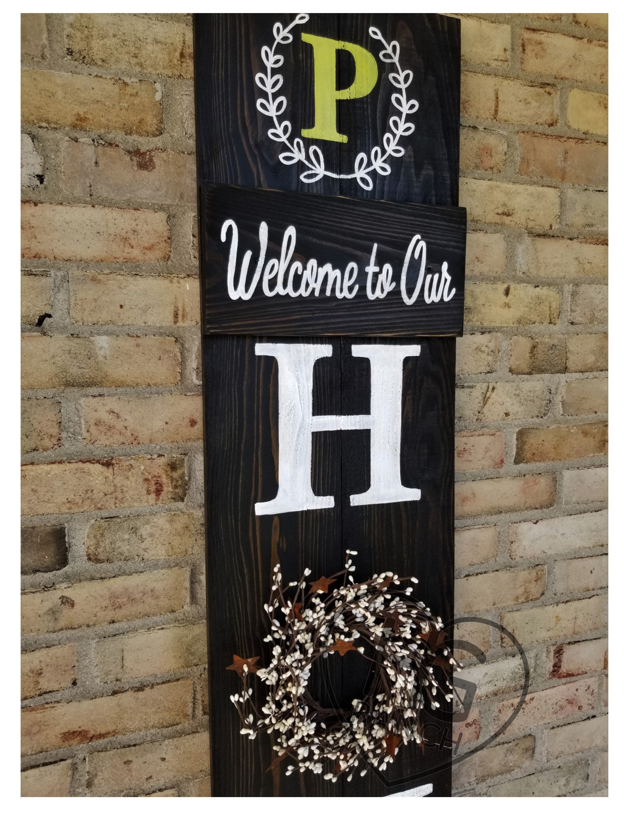 Monogram Porch Sign Welcome Porch Sign Family Name - Etsy
