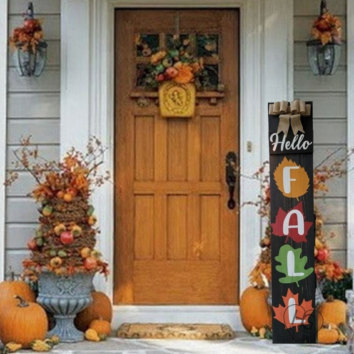 Fall Porch Sign Fall Leaves Fall Decor Hello Fall 5 FT | Etsy