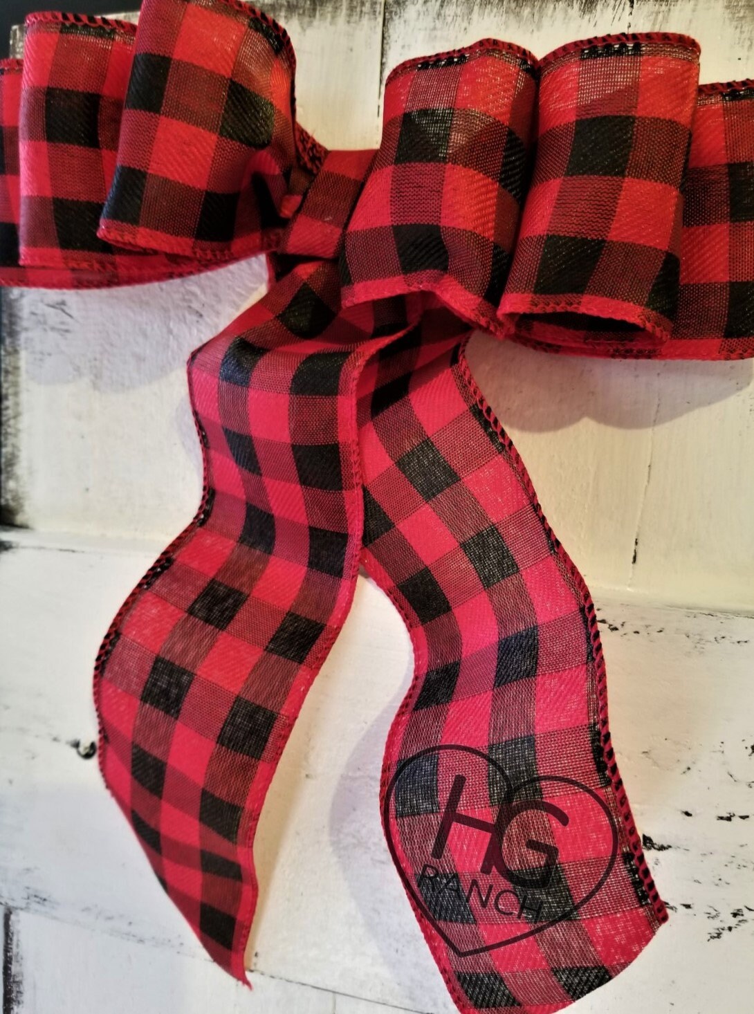 JOY Christmas Porch Sign Buffalo Plaid Bow 5FT - Etsy