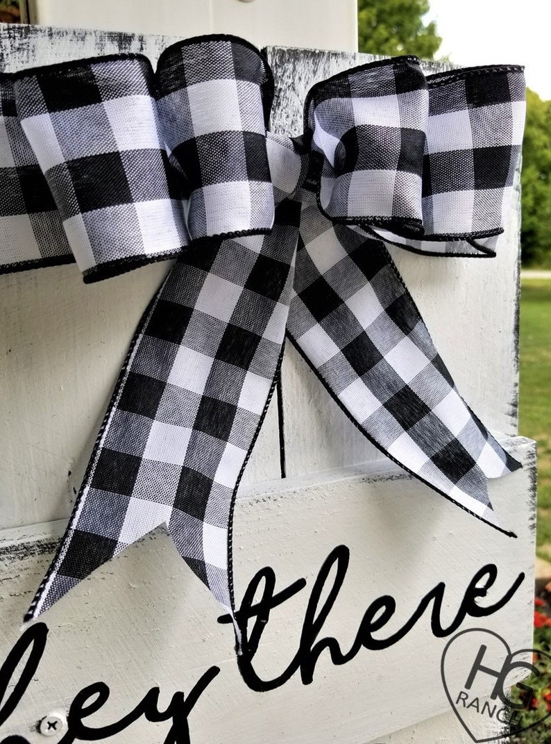 Hey there PUMPKIN Fall Porch Sign Buffalo Plaid Check Orange | Etsy