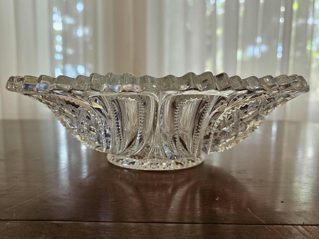 Antique American Brilliant Cut Glass Serving Bowl: Hobstar Design - Etsy
