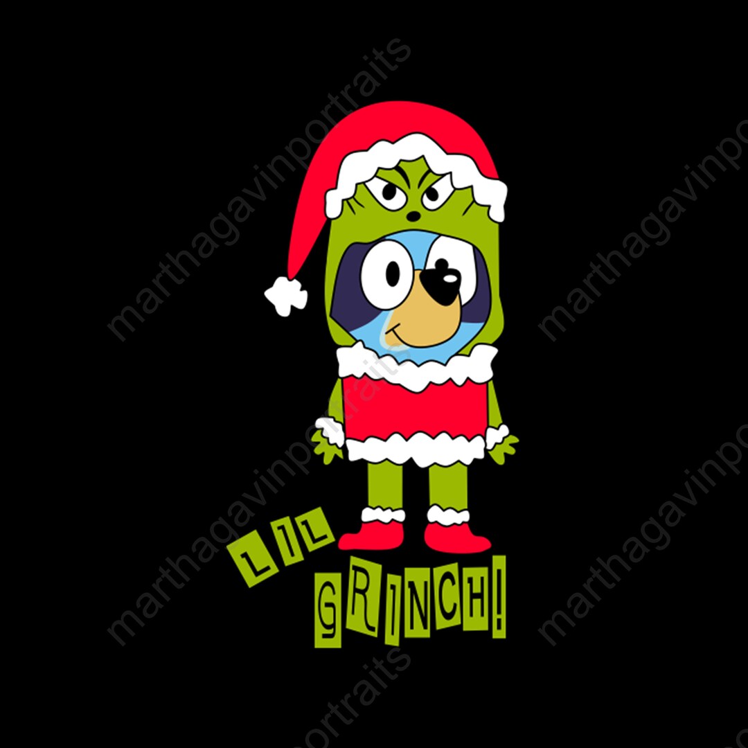 Lil Grinchmas Bluey Png, Blue Dog Christmas Png, Blue Dog and Family ...