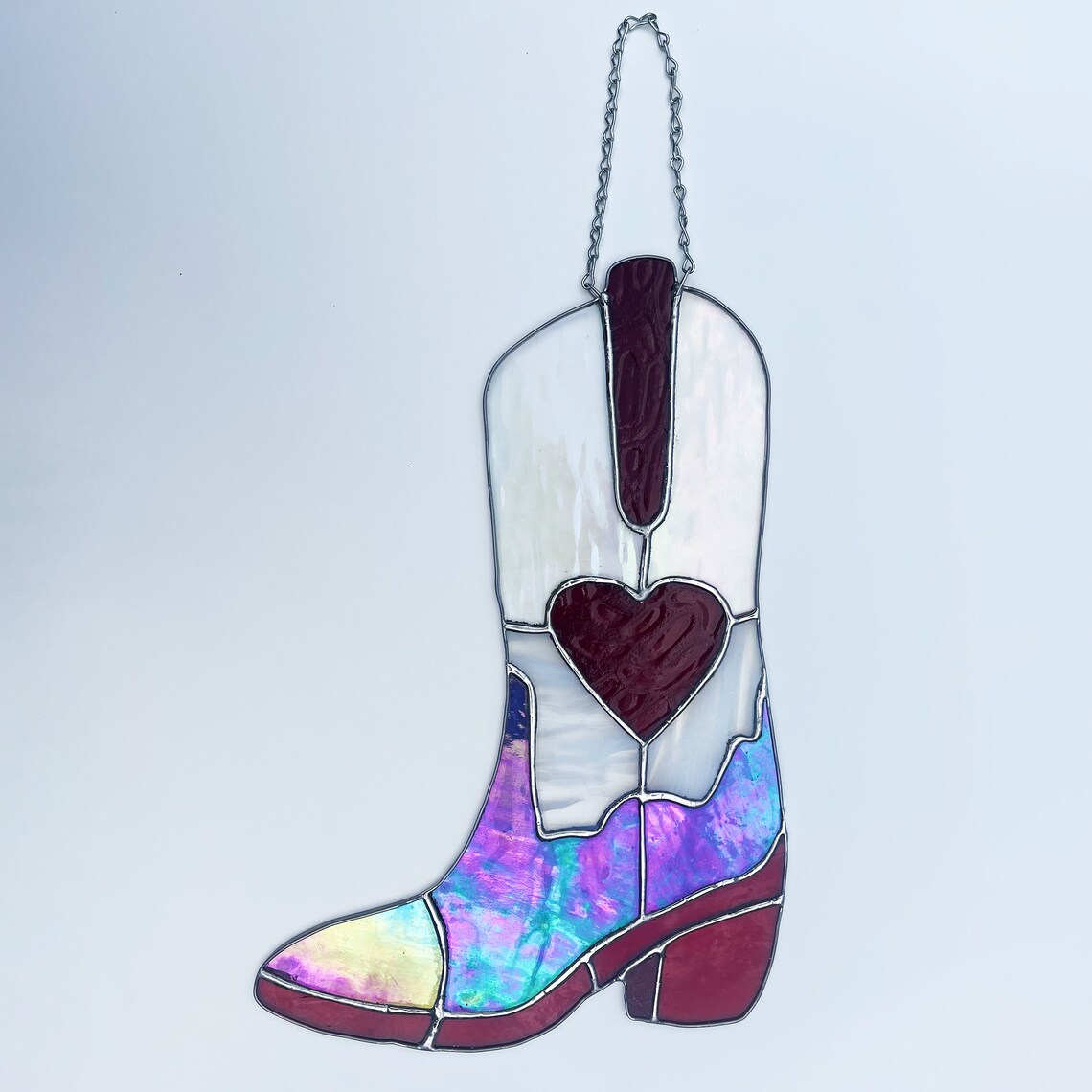 Custom Handmade Cowboy Boot Western Stained Glass Art Decor Unique ...