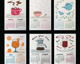 Screen Printed Calendar - Etsy