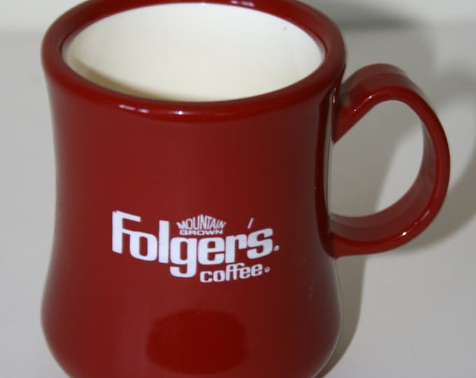 Vintage 1970's Folgers Coffee Mug, Red & White Plastic, Continental ...