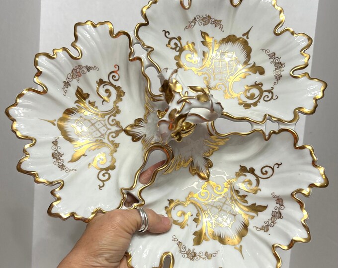 Antique 1840-1895 KPM KRISTER Porcelain Tri-dish, Divided Serving Dish ...