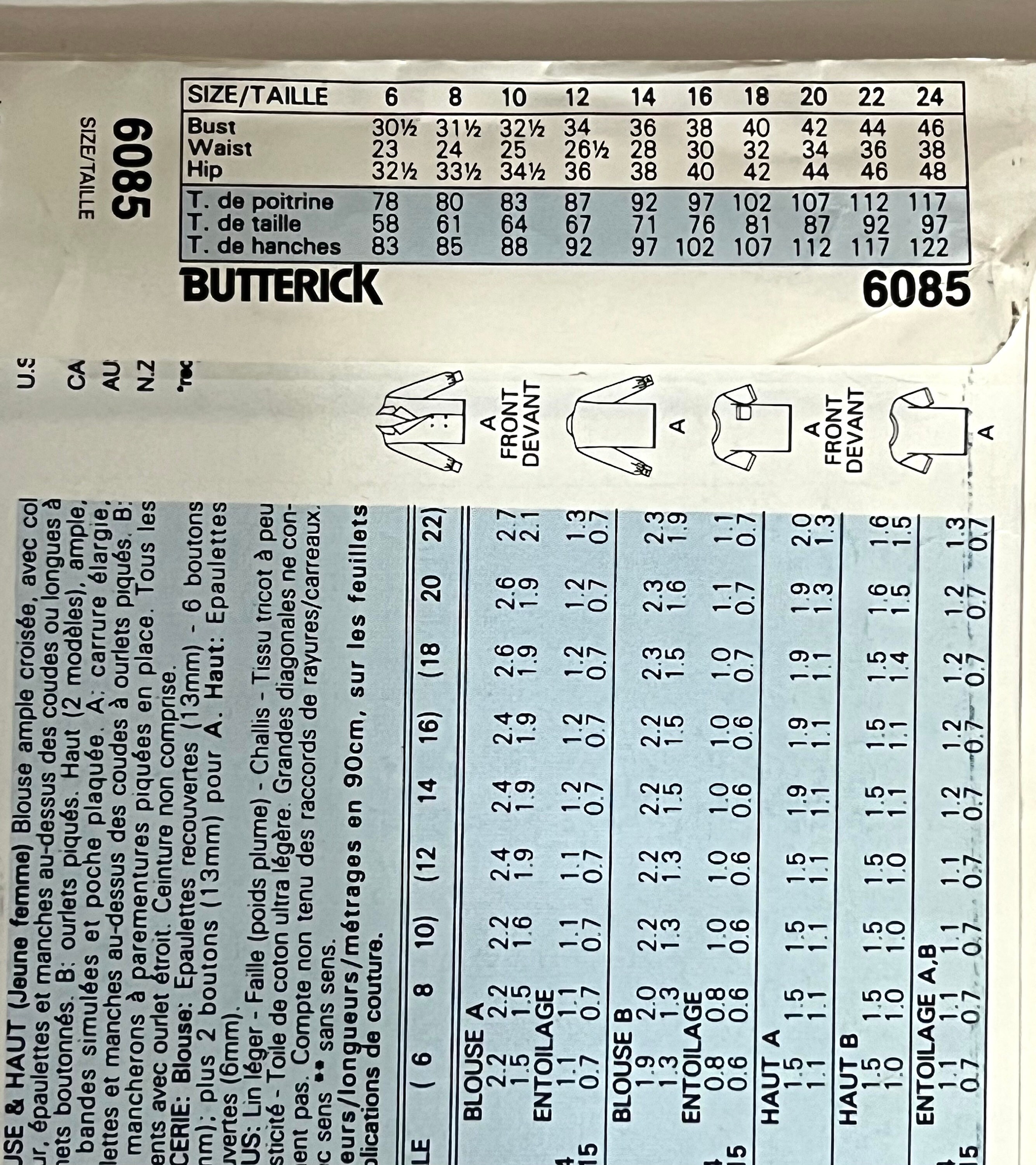 Vintage Butterick Pattern 6085 Sizes 6-8-10 From 1988 - Etsy