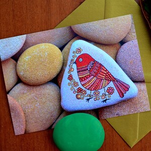Greeting Card No.2 painted Stone Bird I Sassi | Etsy