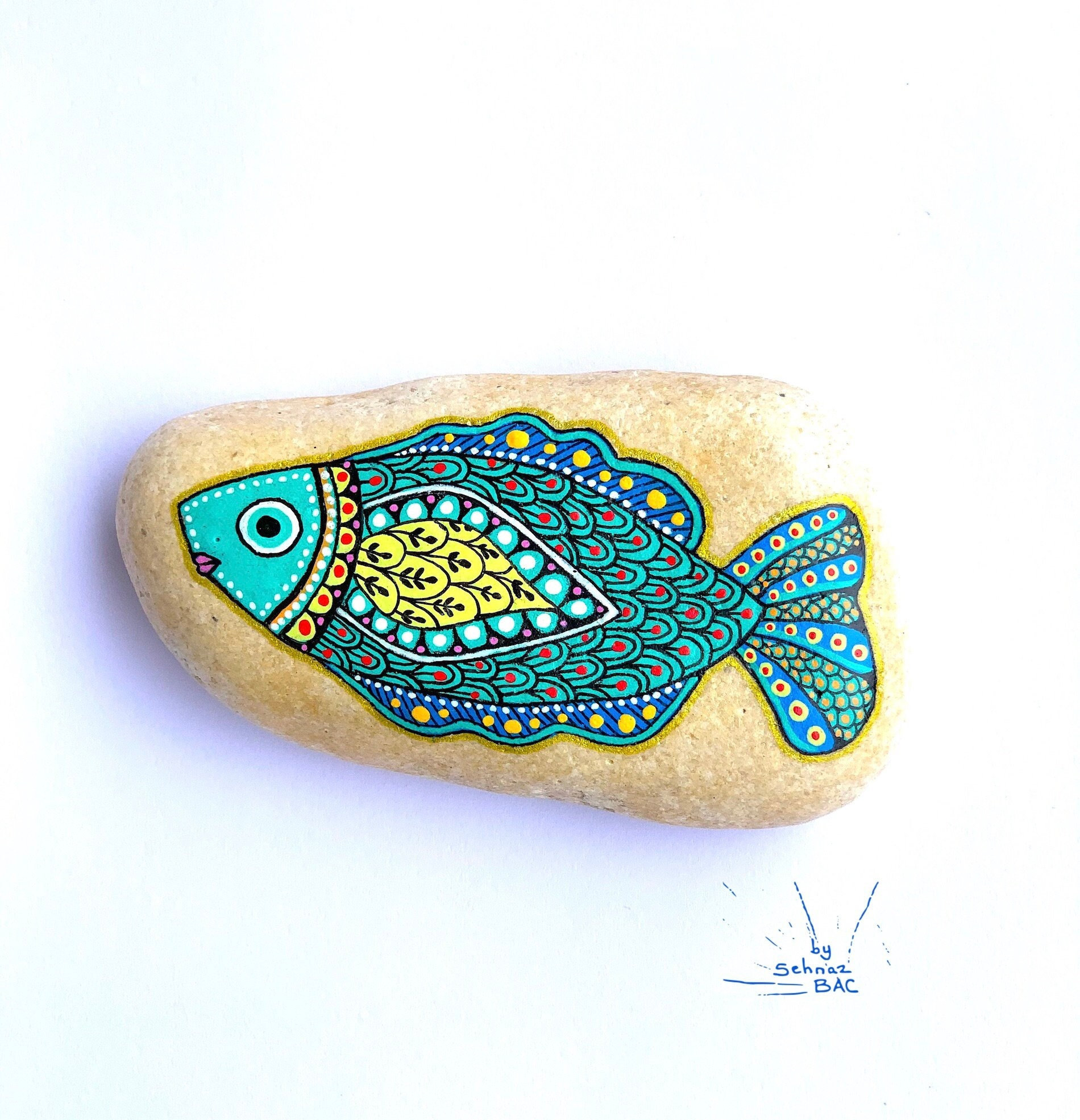 Fish Stone - One of a Kind, Hand Painted - I Sassi Dell'adriatico ...