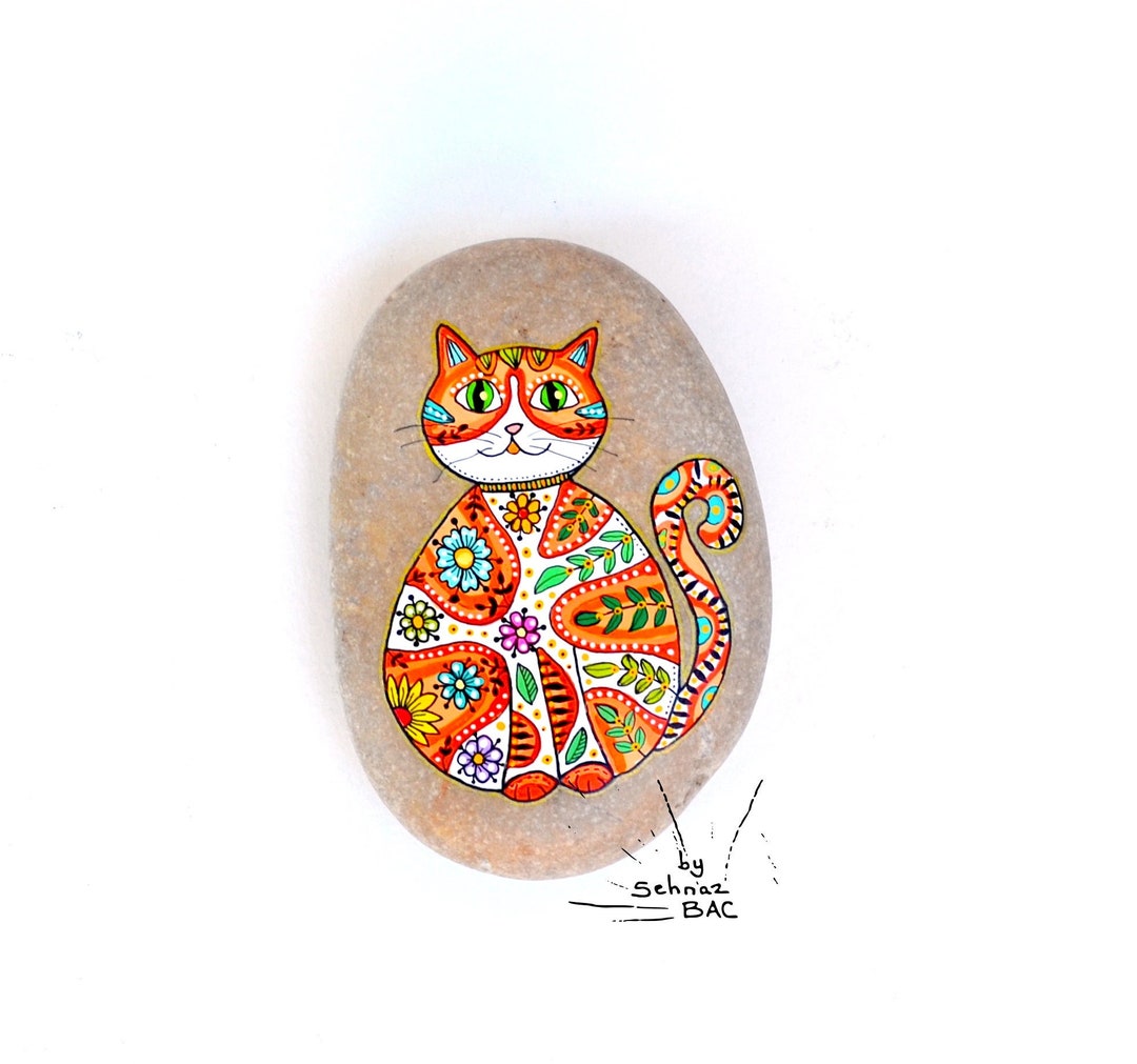 Cat Stone - Hand Painted - I Sassi Dell'adriatico (adriatic Sea Stone ...