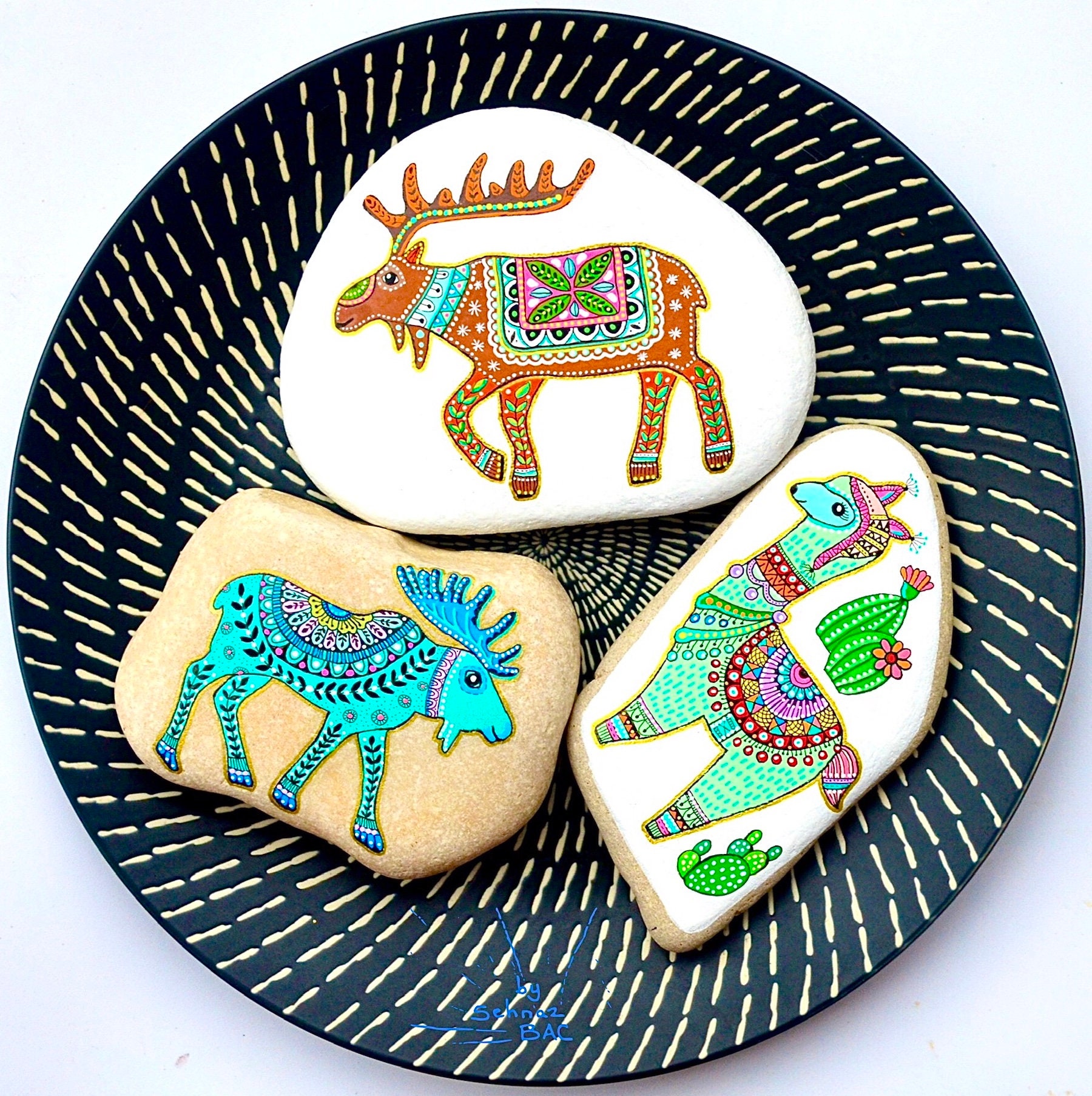 Moose Stone Hand Painted I Sassi Dell'adriatico adriatic Sea Stone - Etsy