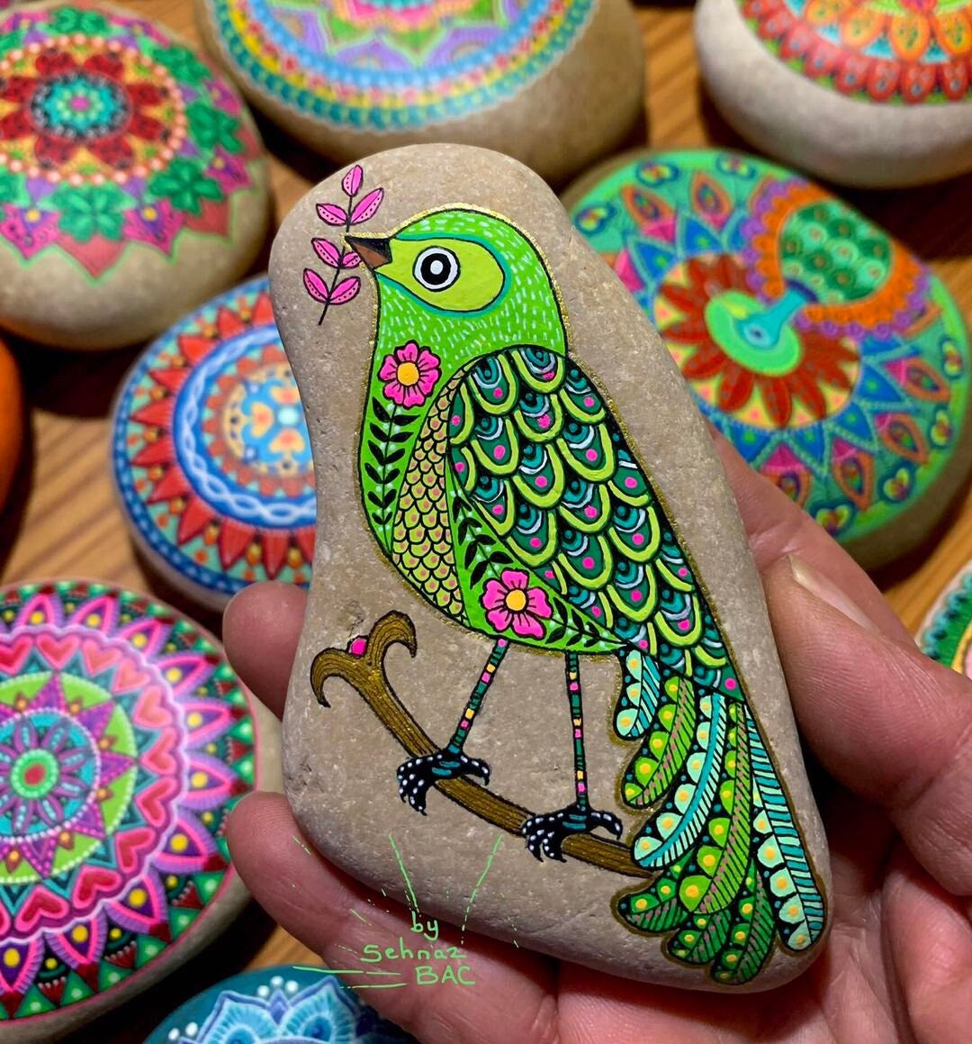 Bird Stone - Hand Painted - I Sassi Dell'adriatico (adriatic Sea Stone ...