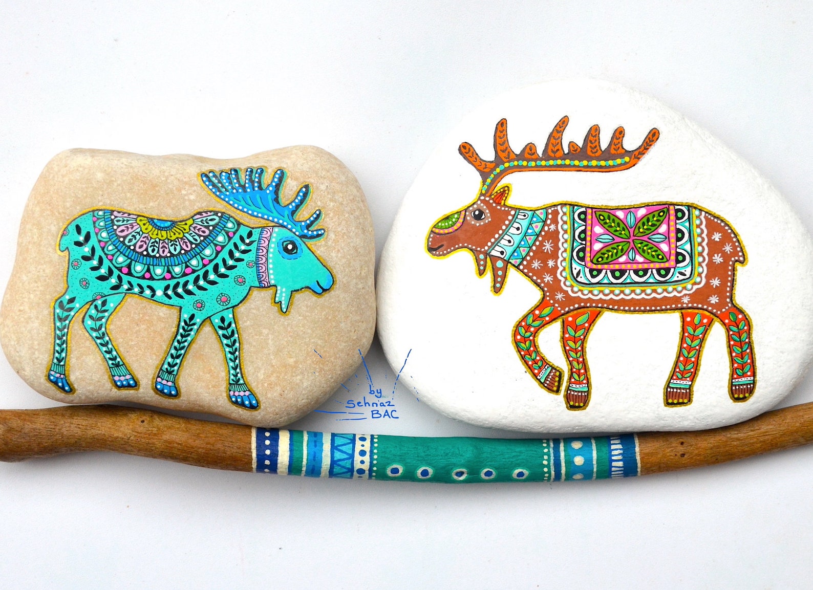 Moose Stone Hand Painted I Sassi Dell'adriatico adriatic Sea Stone - Etsy