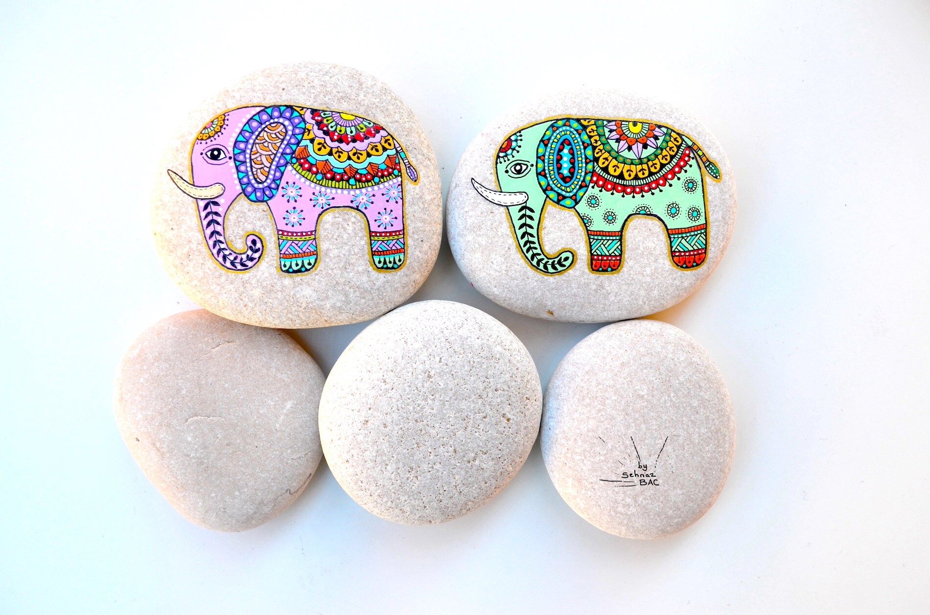 Elephant Stone Hand Painted I Sassi Dell'adriatico adriatic Sea Stone ...