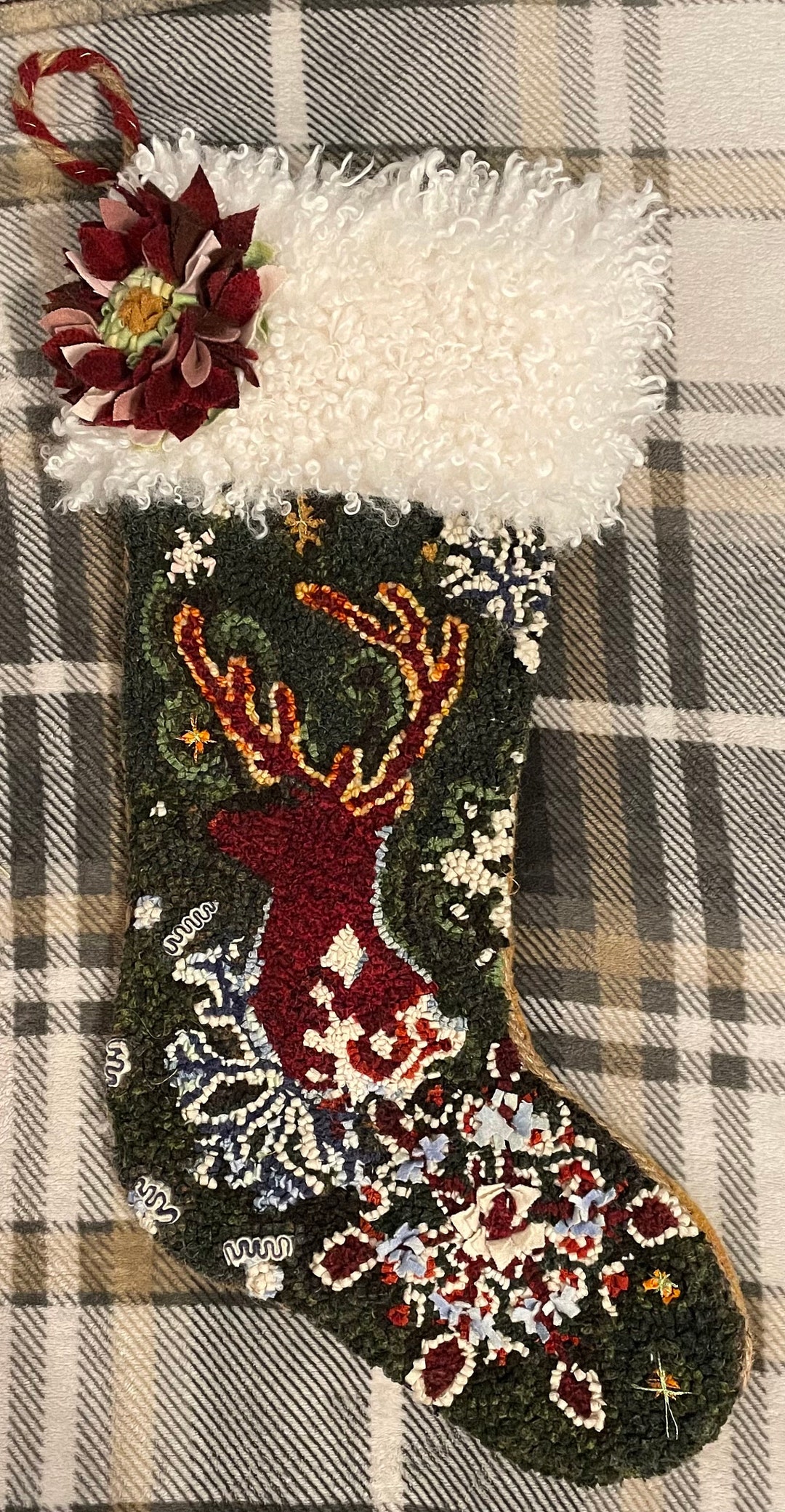 PDF Rug Hooking Pattern-reindeer Holiday Stocking - Etsy