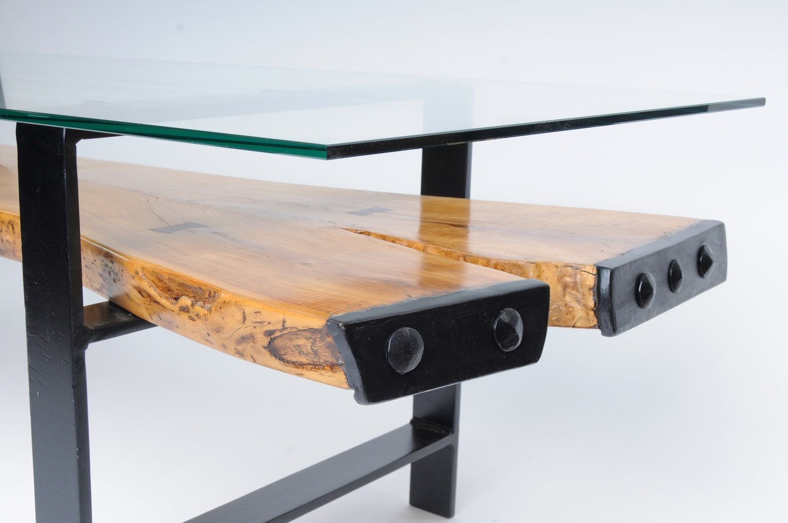Glass Coffee Table Live Edge Slab With Metal Base - Etsy