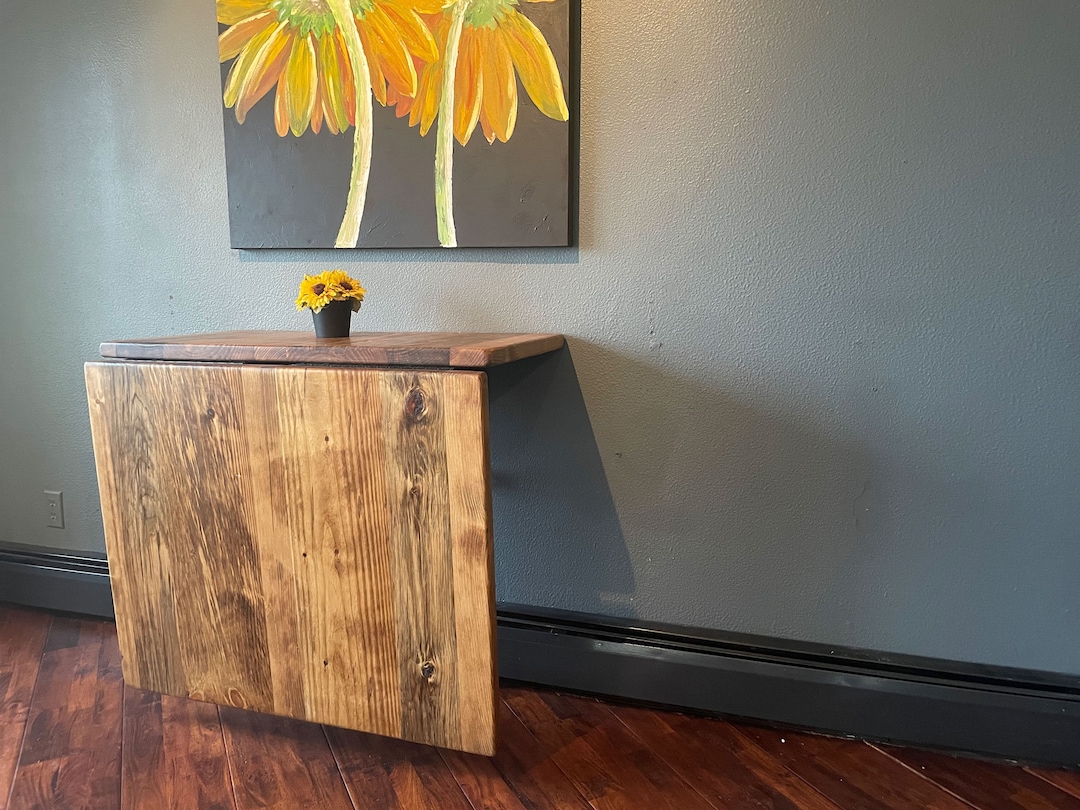 Wall Mounted Compact Folding Dining Table, Reclaimed Wood, Small Space ...