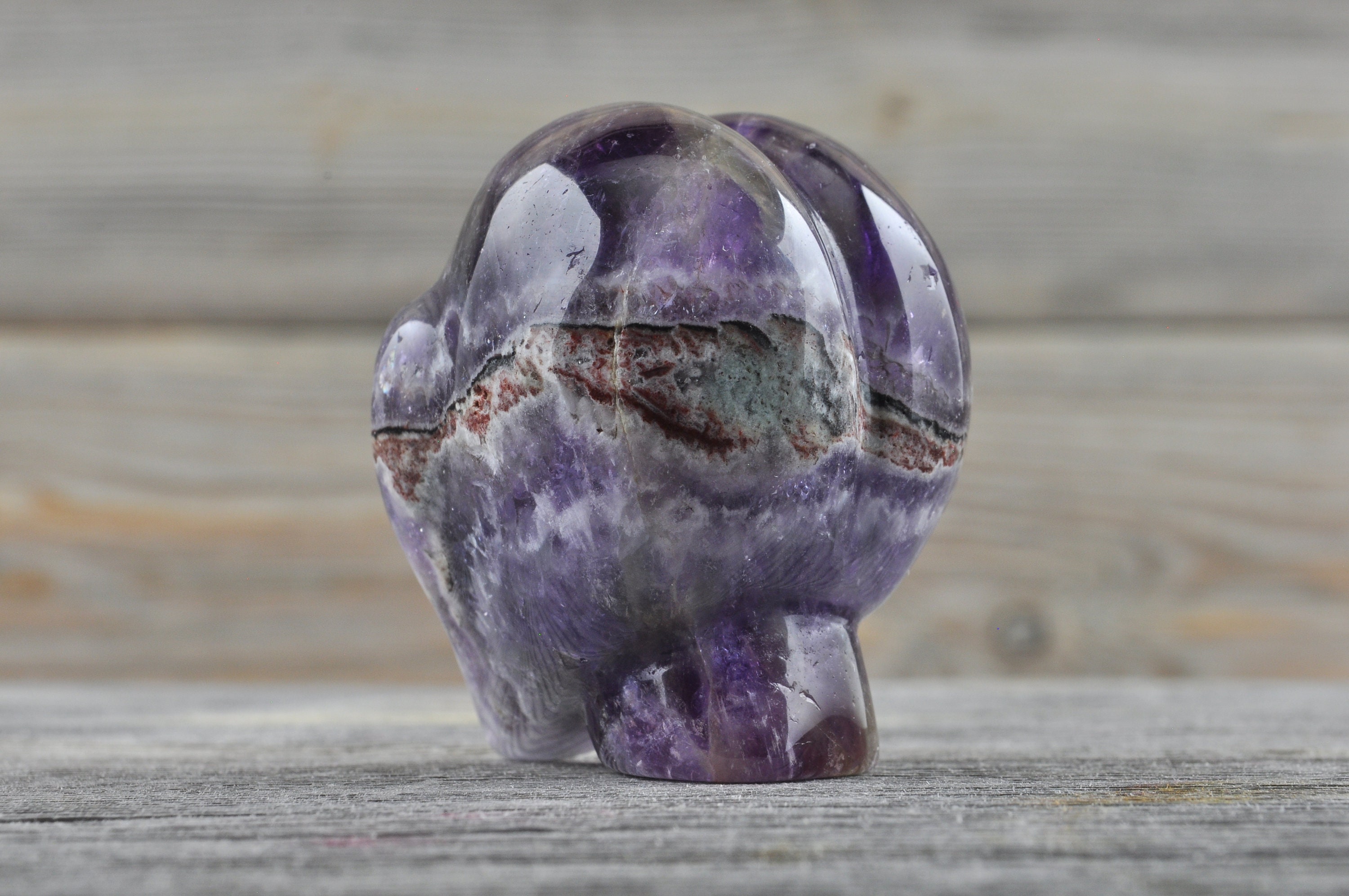 Natural Realistic Chevron Amethyst Alien Crystal Skull, Mini!