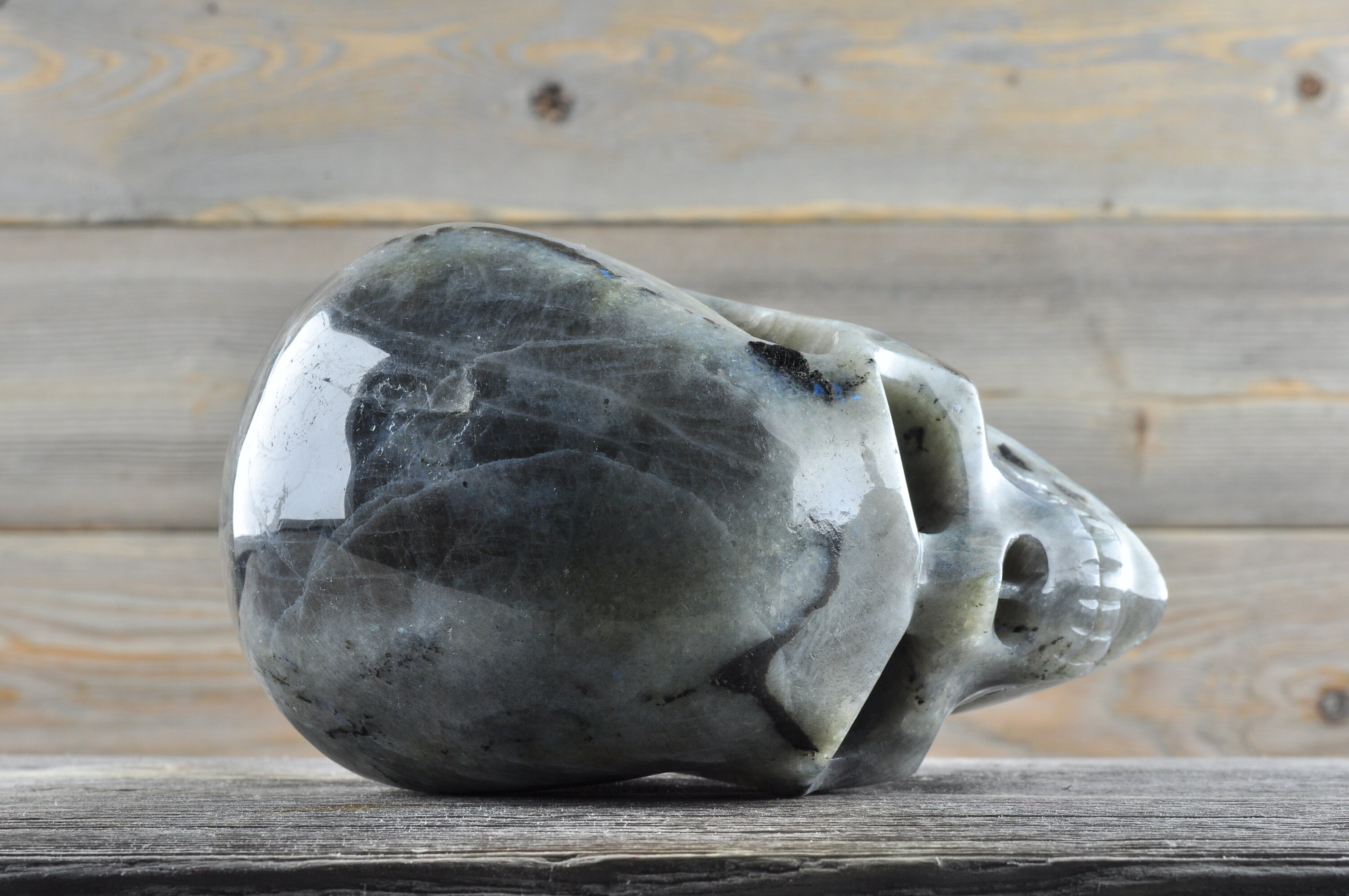 Natural Super Realistic Labradorite Crystal Skull, Large