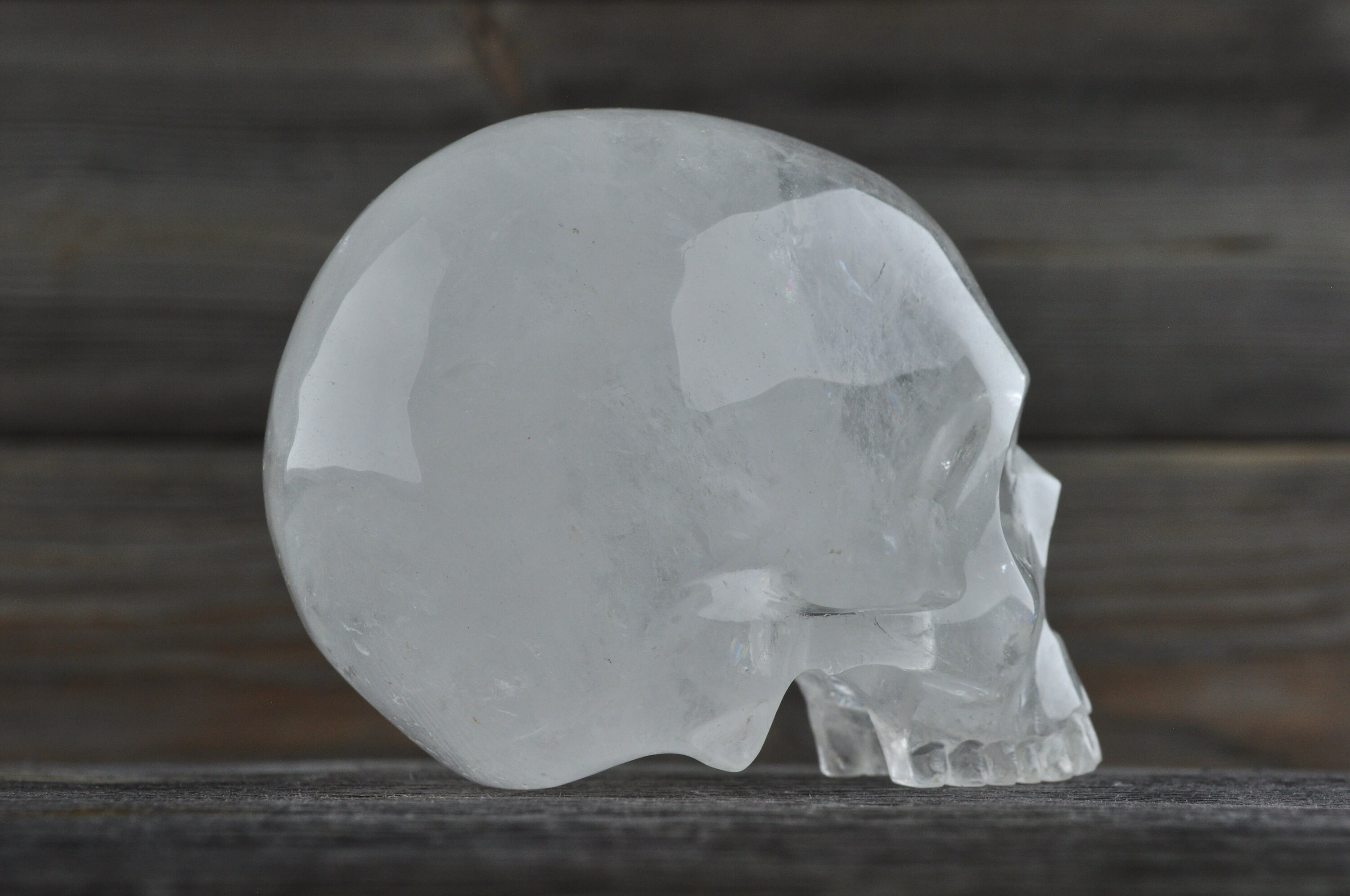 Natural Super Realistic Clear Quartz Crystal Skull, Medium