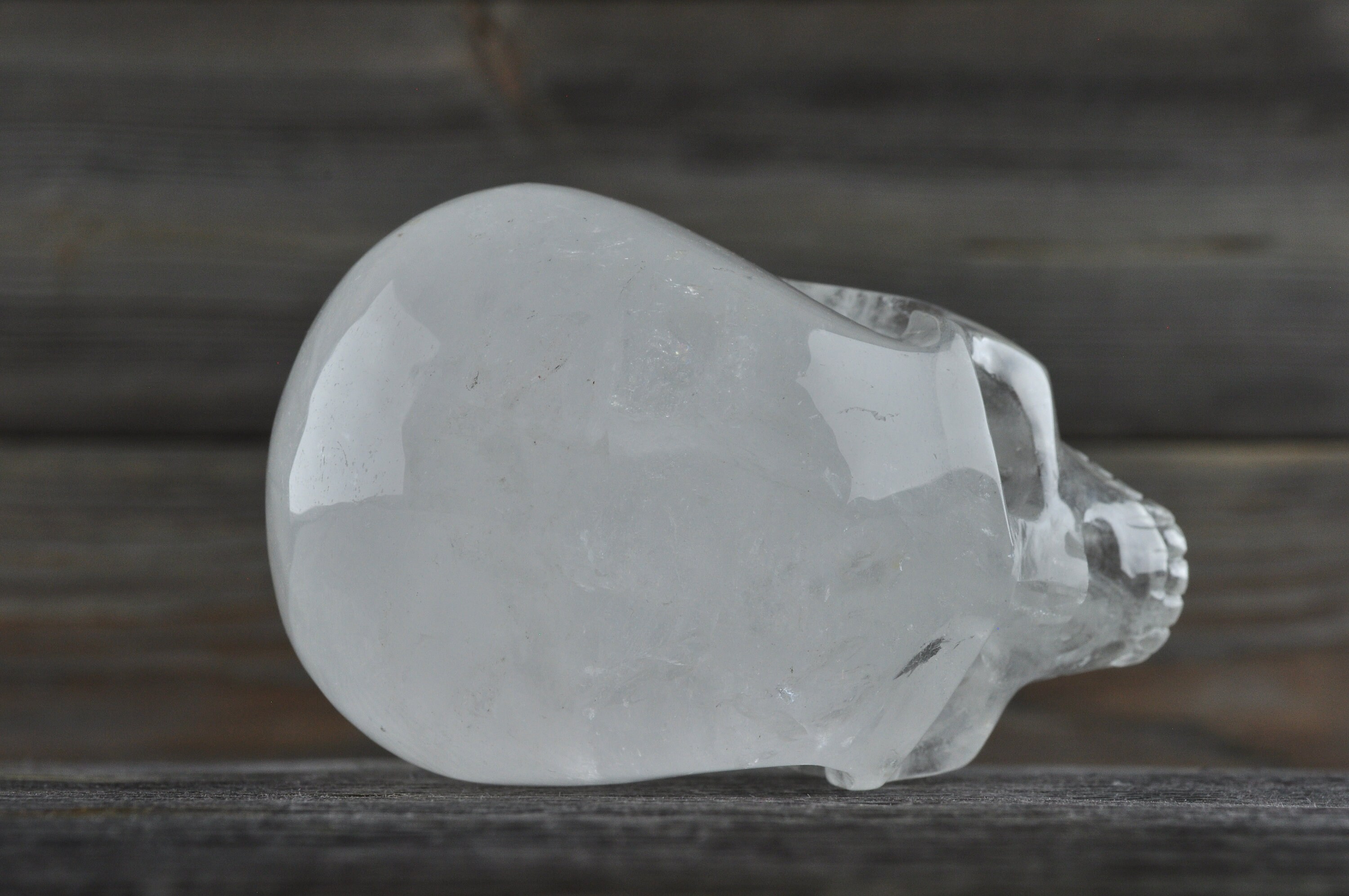 Natural Super Realistic Clear Quartz Crystal Skull, Medium