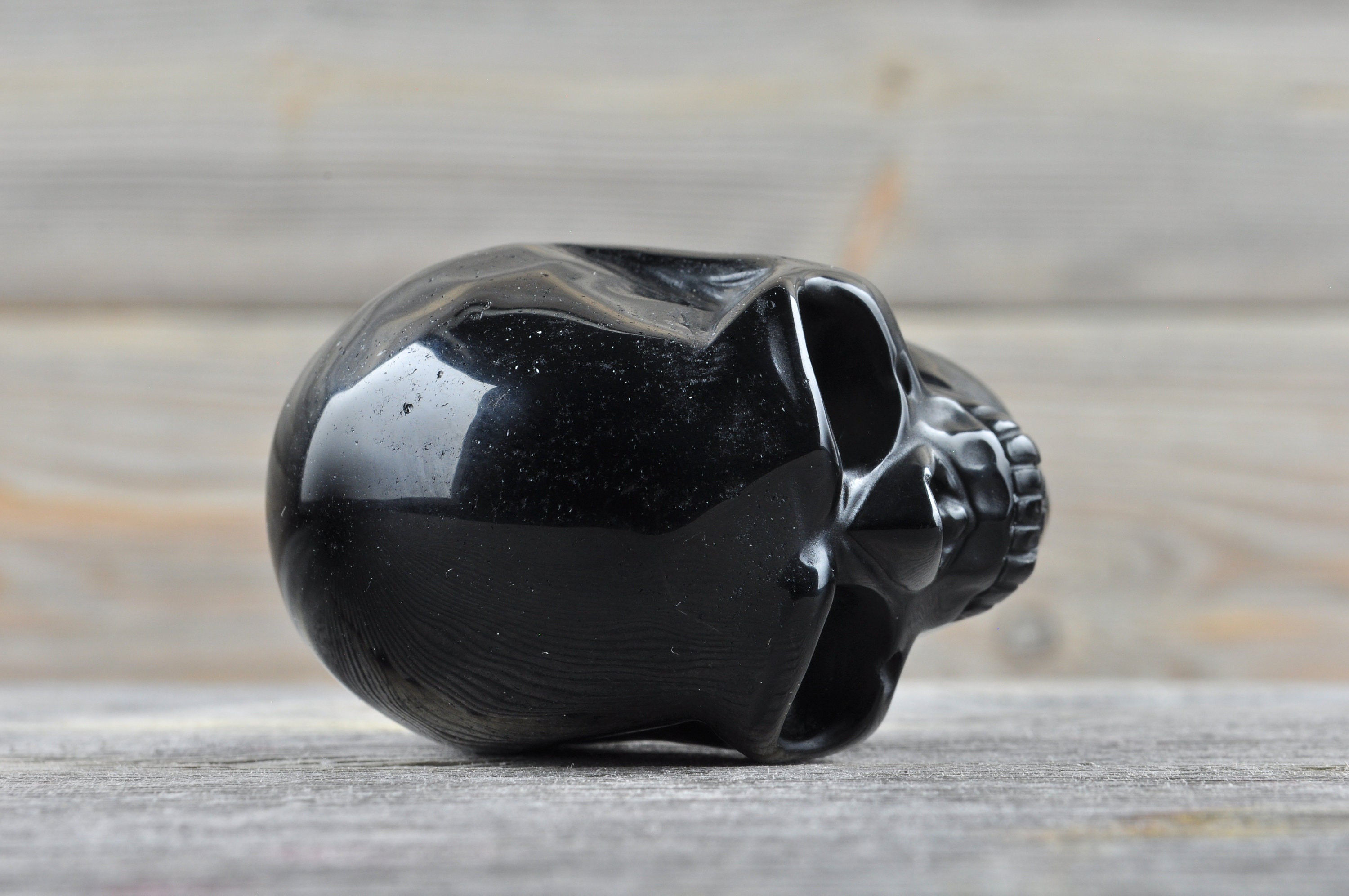 Natural Realistic Black Obsidian Crystal Skull, Mini!