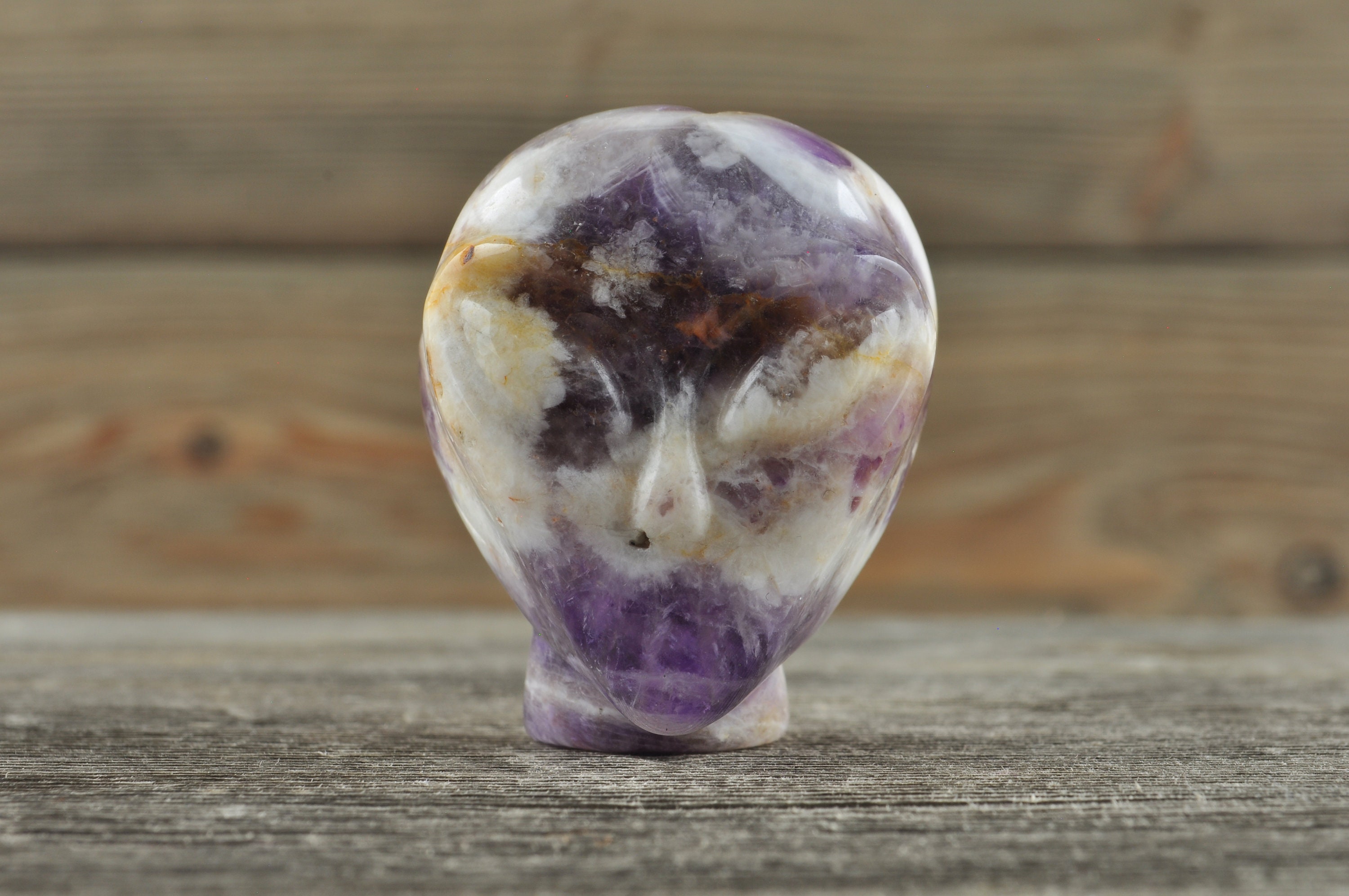 Natural Realistic Chevron Amethyst Alien Starbeing Crystal Skull, Mini!