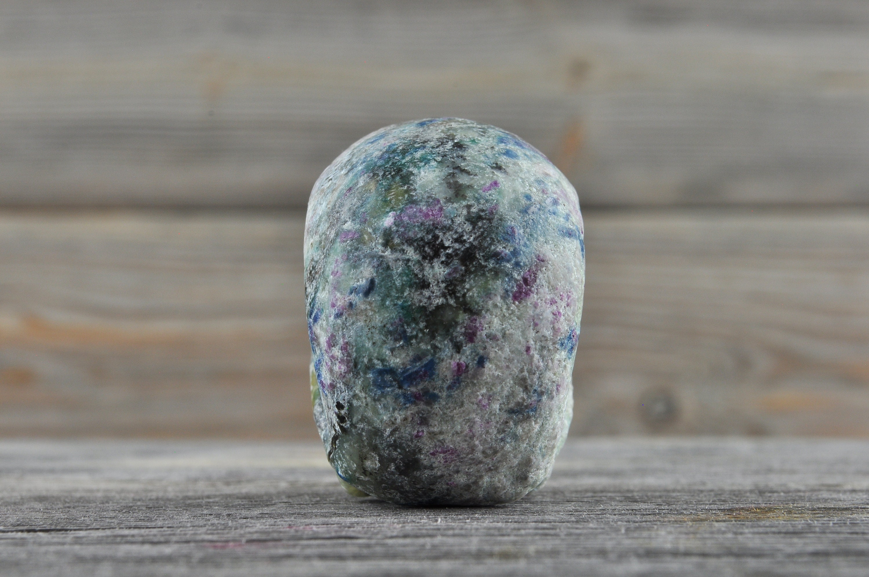 Natural Ruby and Kyanite In Zoisite Crystal Skull, Mini
