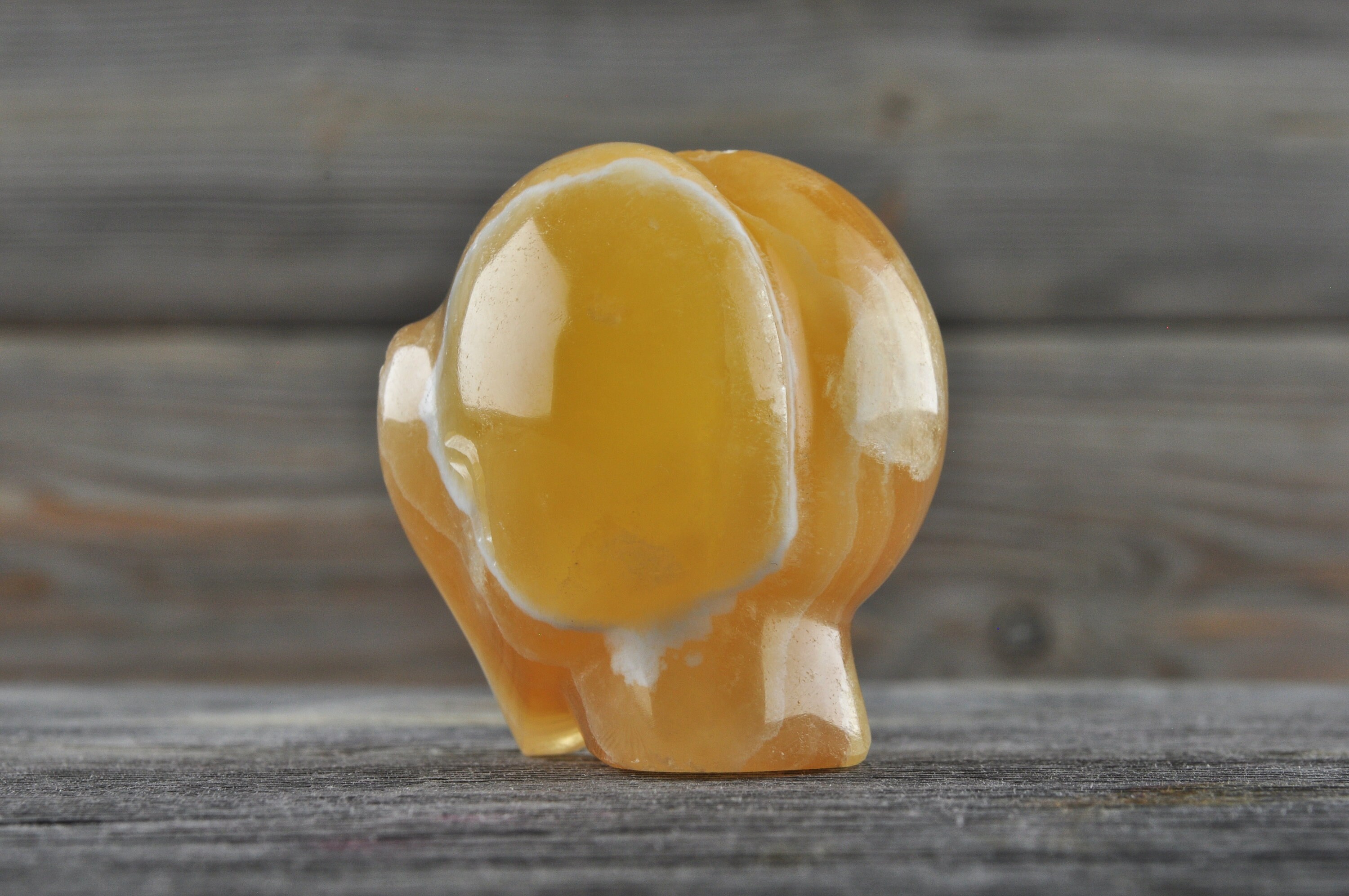 Natural Realistic Yellow Calcite Alien Crystal Skull, Mini!