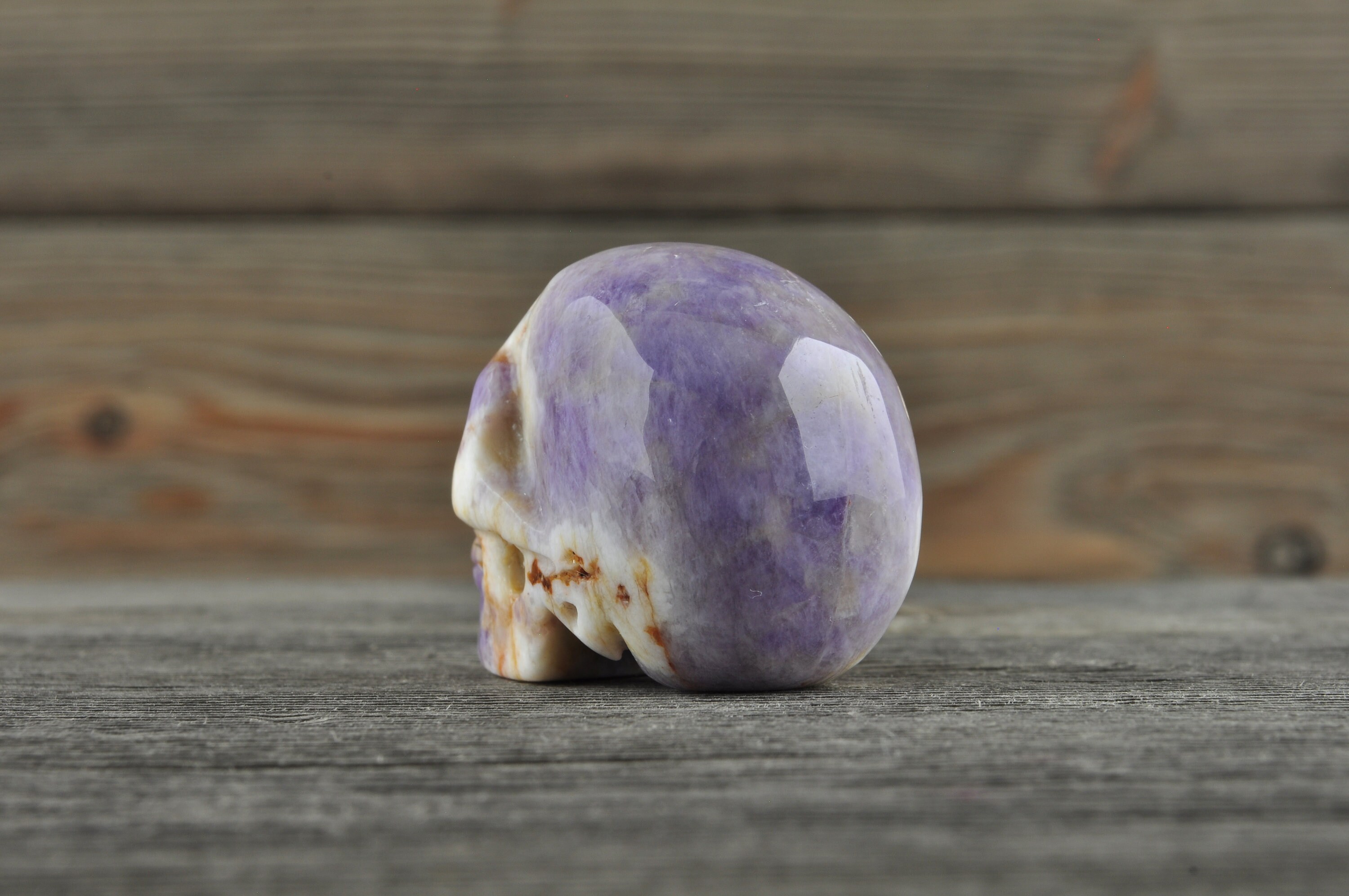 Natural Realistic Chevron Amethyst Crystal Skull, Mini!
