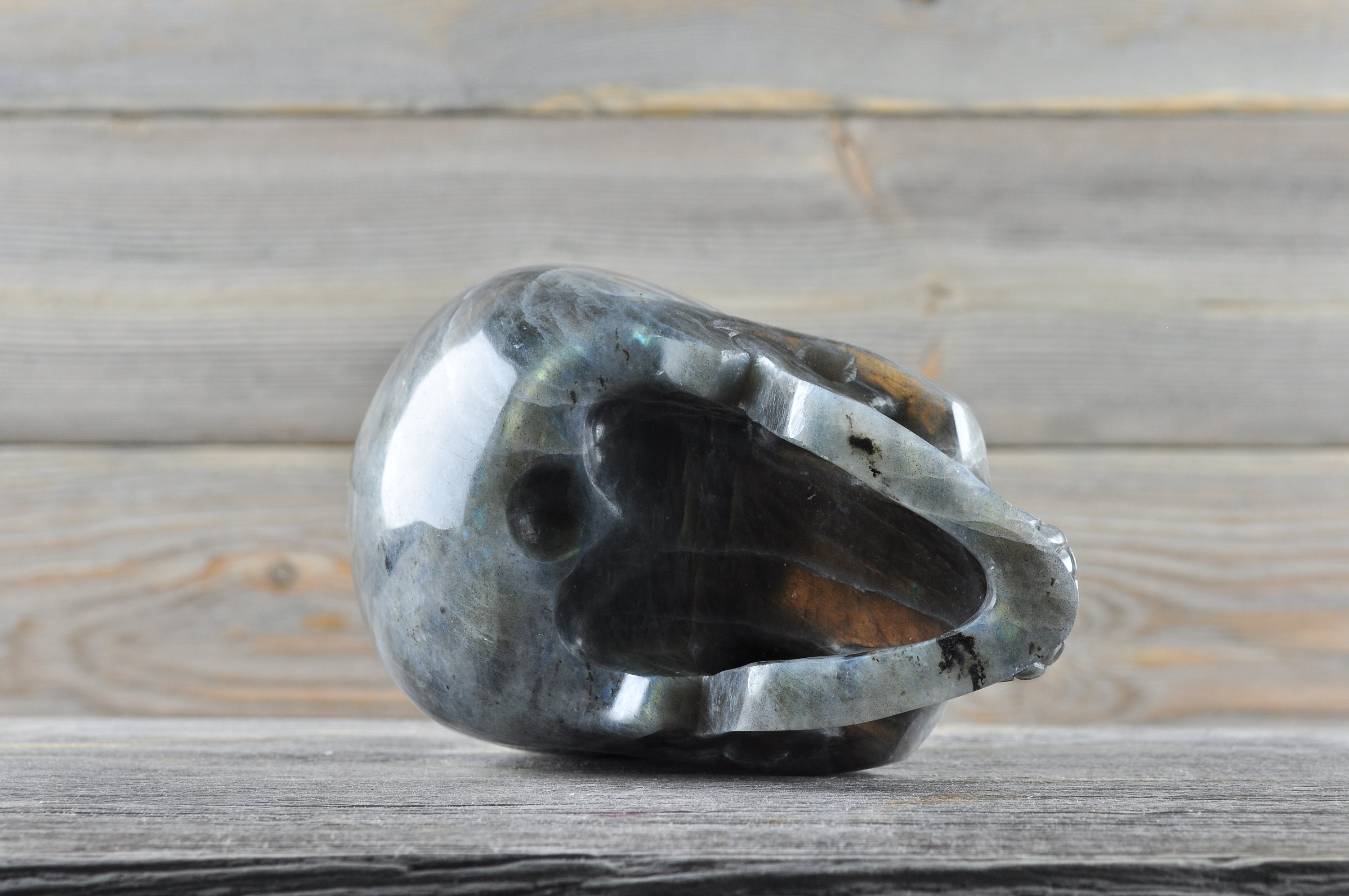 Natural Super Realistic Labradorite Crystal Skull, Large