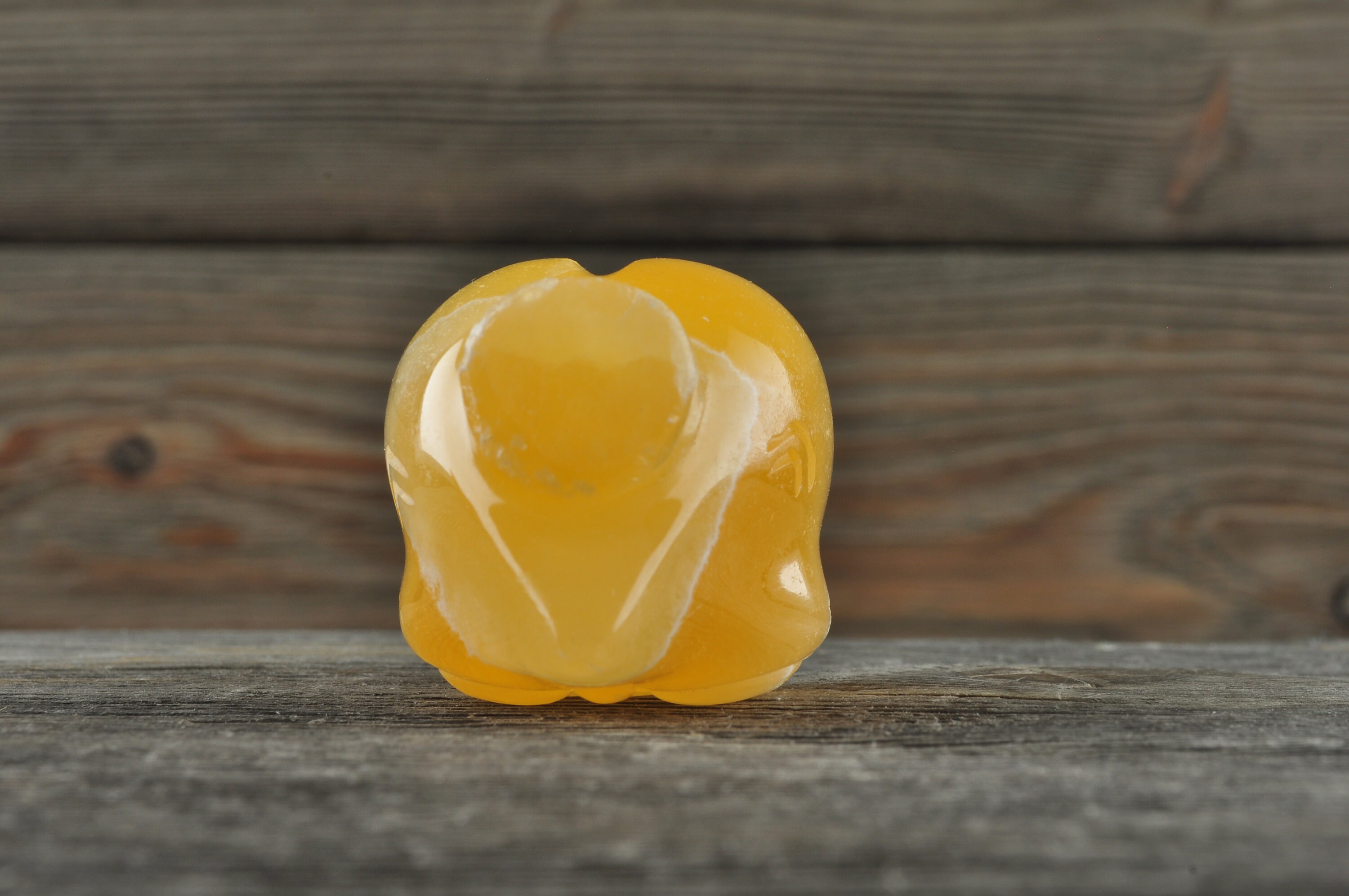 Natural Realistic Yellow Calcite Alien Crystal Skull, Mini!